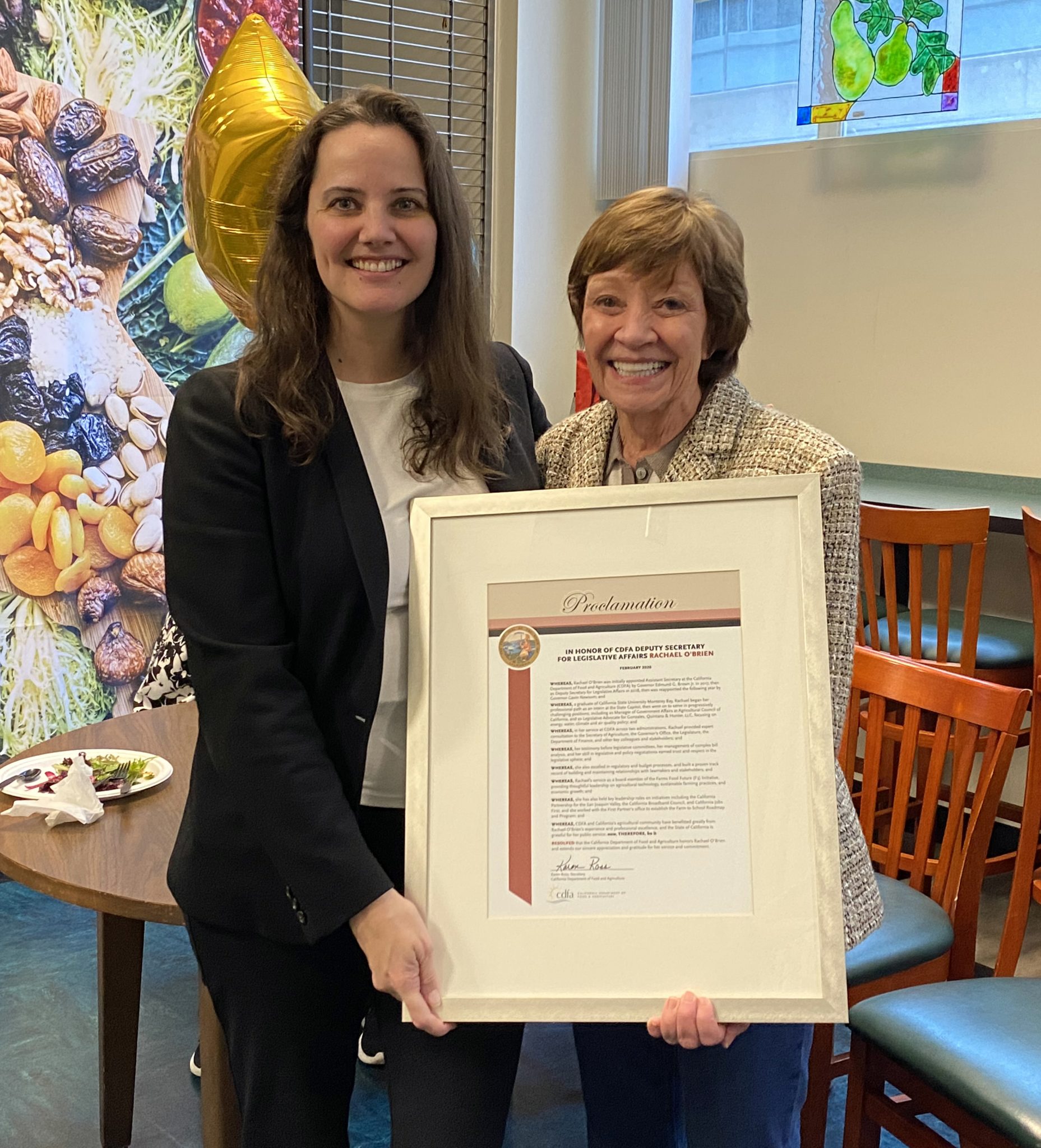 “Farewell and Thank You” to CDFA Deputy Secretary Rachael O’Brien ...